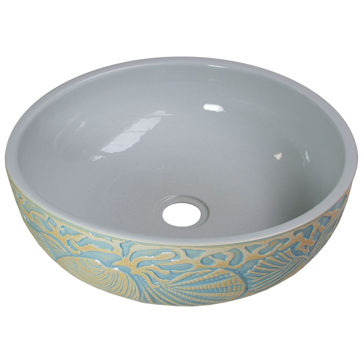 "Ocean Style" Aufsatzwaschbecken Waschschüssel rund Ø 42 cm "Handmade ...