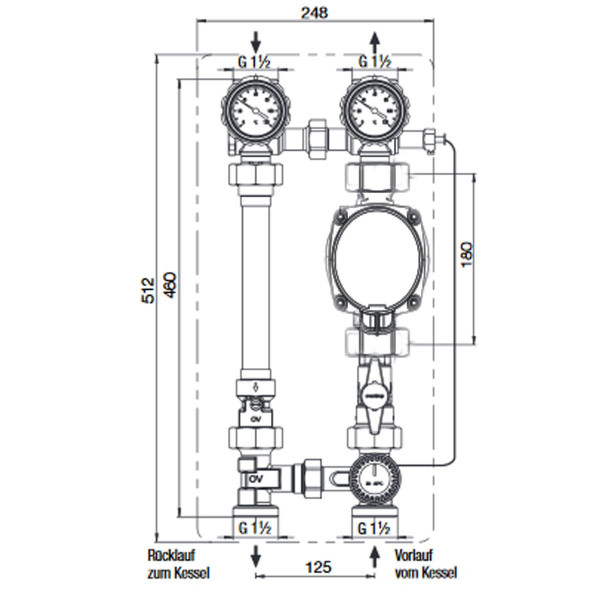 Oventrop Festwertregel-Set Regumat F-180 DN25 mit Hocheffizienzpumpe ...