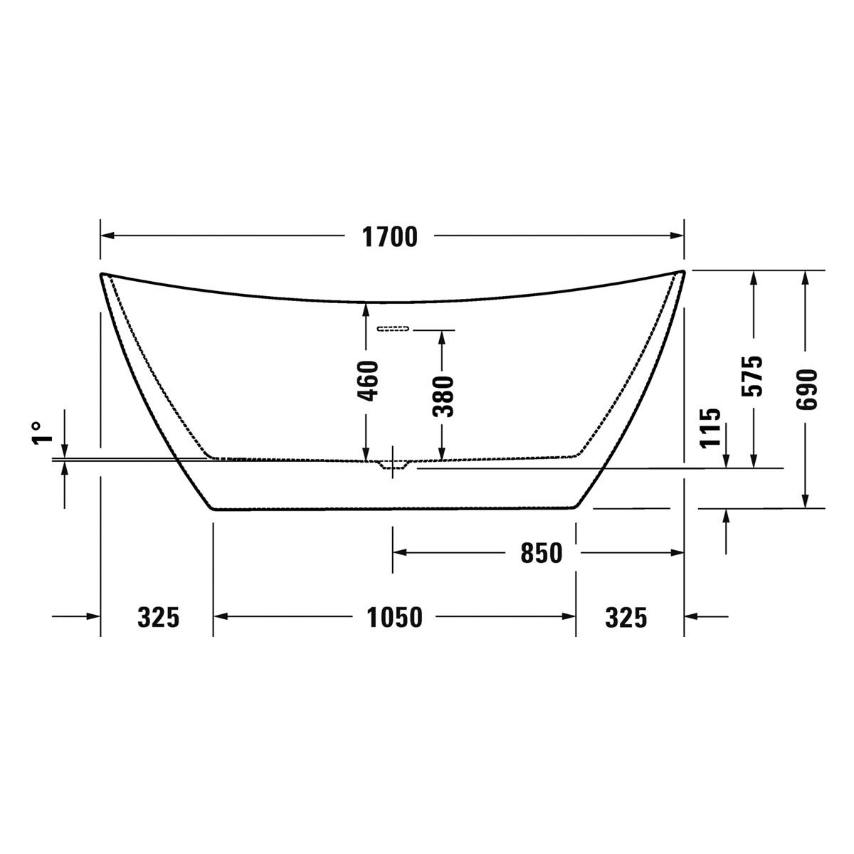 Duravit DuraVato freistehende Oval Badewanne 170 x 71 cm aus ...
