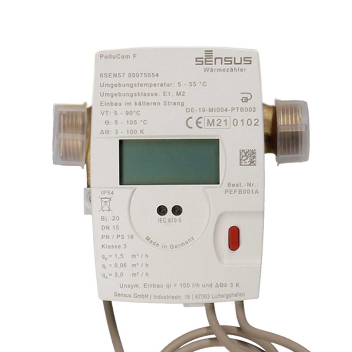 Sensus PolluCom F PEFB001A Wärmezähler Kältezähler Kompaktzähler Qn 1,5 AG 3/4 inkl. Eichung ...