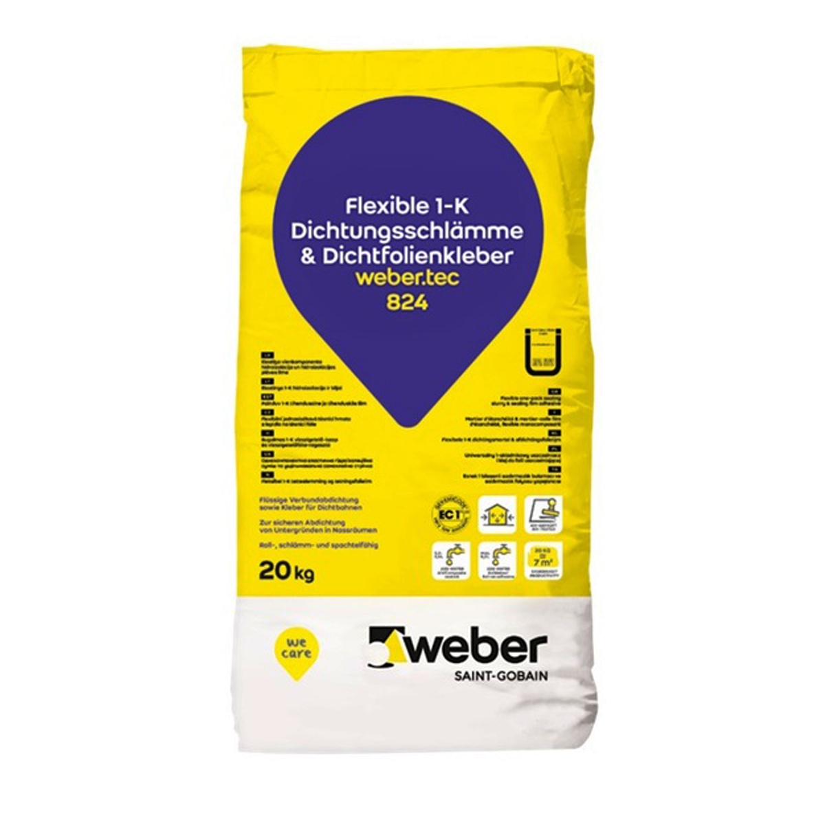 weber.tec 824 Flexible 1K Dichtungsschlämme 20 kg Abdichtung unter ...