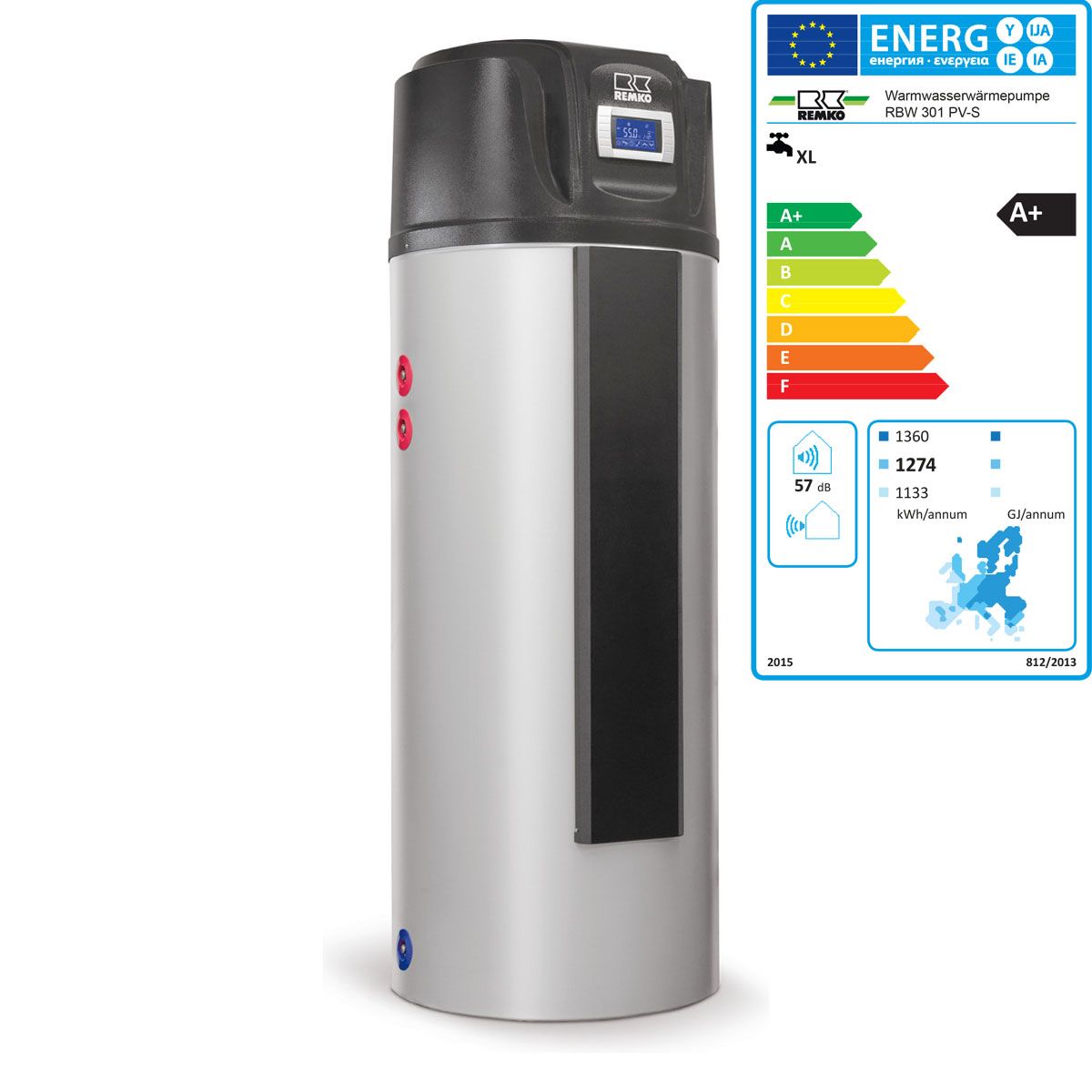 Remko Warmwasserwärmepumpe RBW 301 PV-S 243605 mit Zusatzwärmetauscher ...