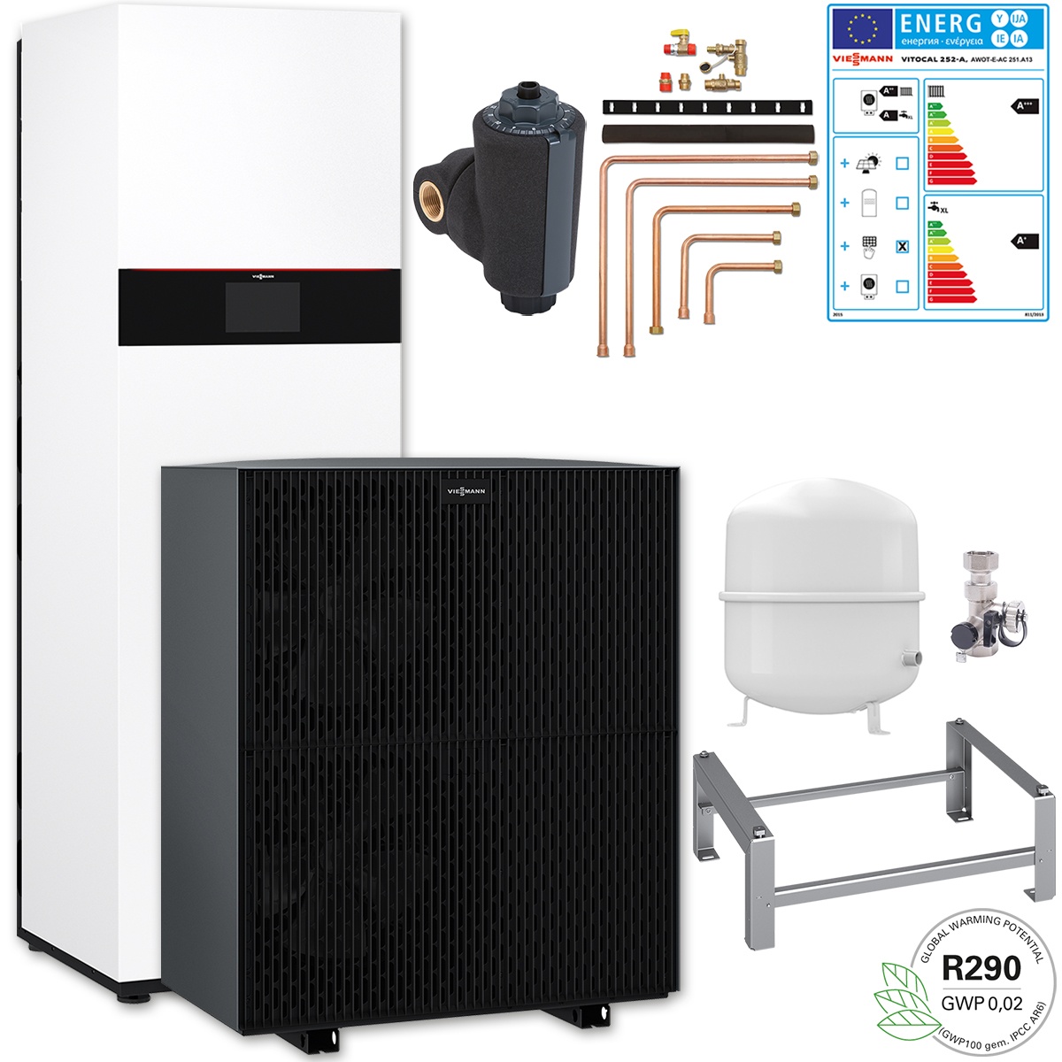 Viessmann Vitocal 252-A Split-Luft-Wasser-Wärmepumpe 11,1kW Z025109 ...